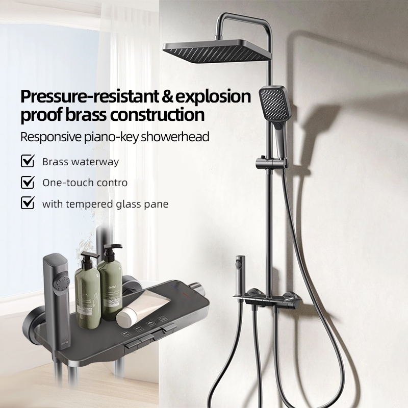 304 Stainless Steel Shower Set 4 in 1 Piano Keys Hot and Cold Square ...