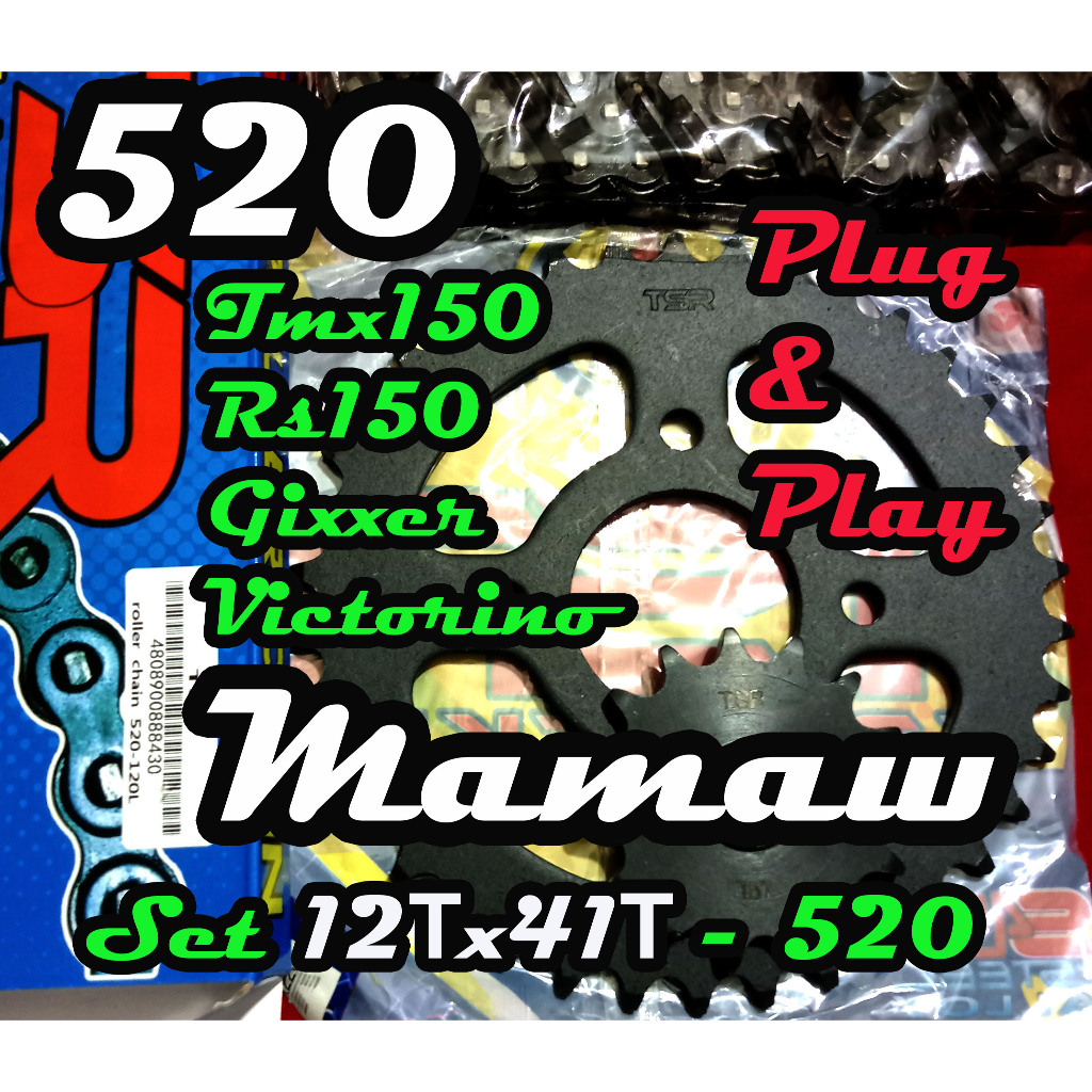 " 520 " 12Tx41T & Chain | SET, TMX150 Supromo, RS150, Gixxer ...