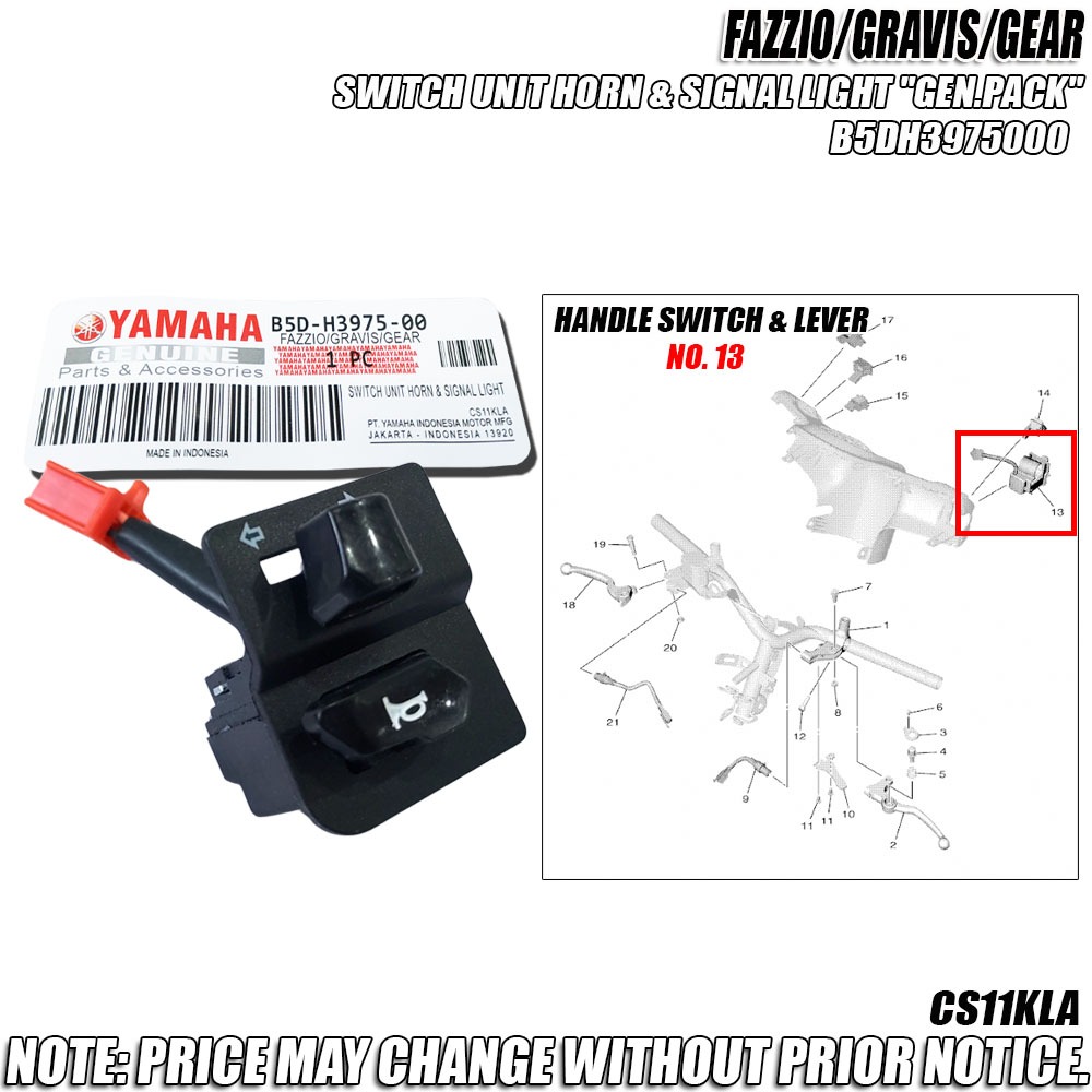 FAZZIO/GRAVIS/GEAR SWITCH UNIT HORN & SIGNAL LIGHT "GEN.PACK ...