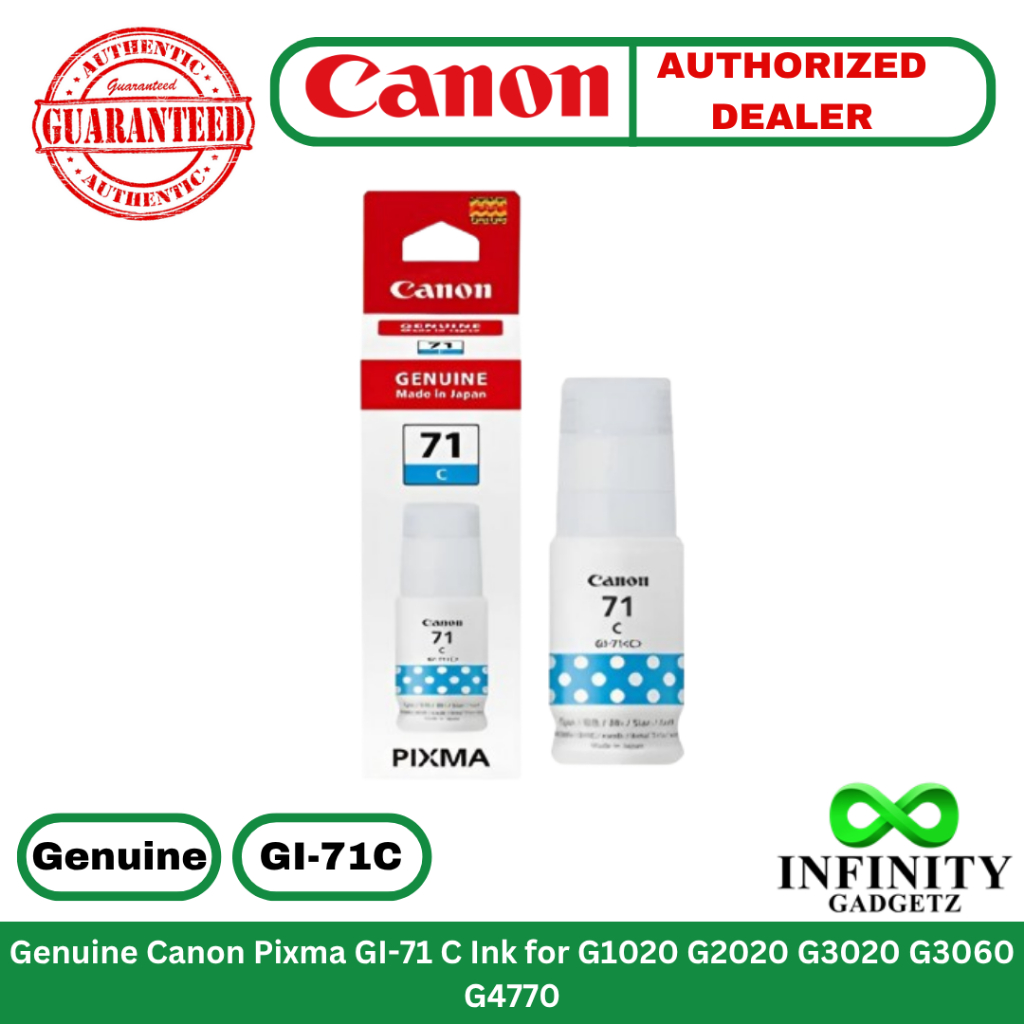 Genuine Canon Pixma GI-71 Ink (Cyan) for G1020 G2020 G3020 G3060 G4770 ...