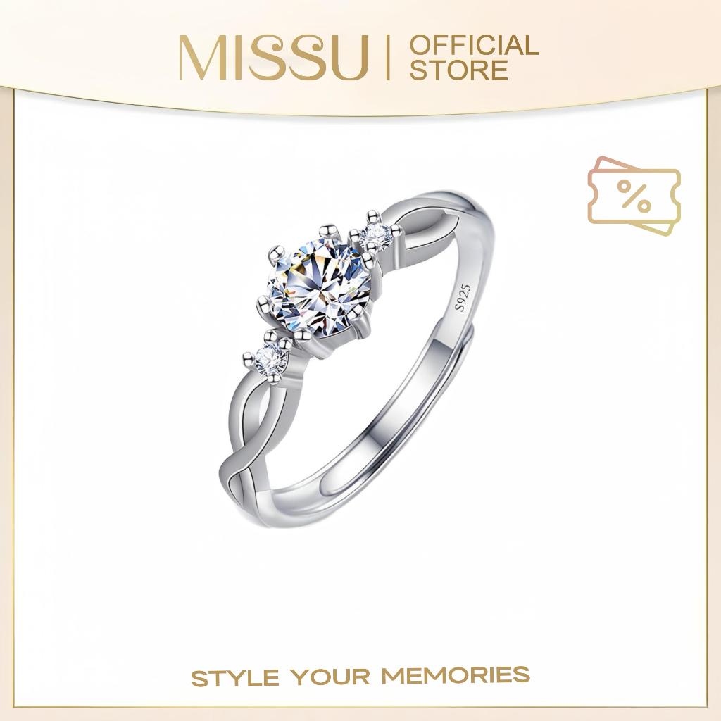 Missu 925 Silver Diamond Infinity Promise Ring for Women Adjustable ...