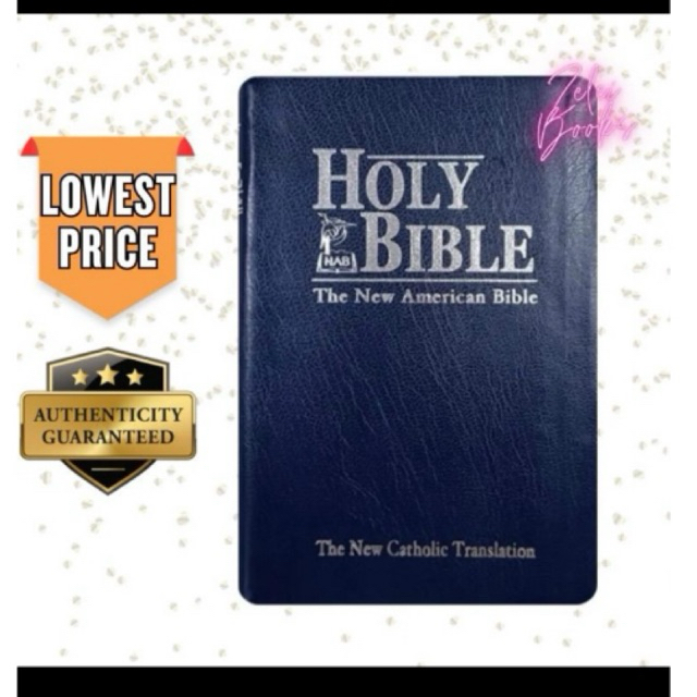 New American Bible New Catholic Translation leather flex cover big size silver edge Navy Blue ...