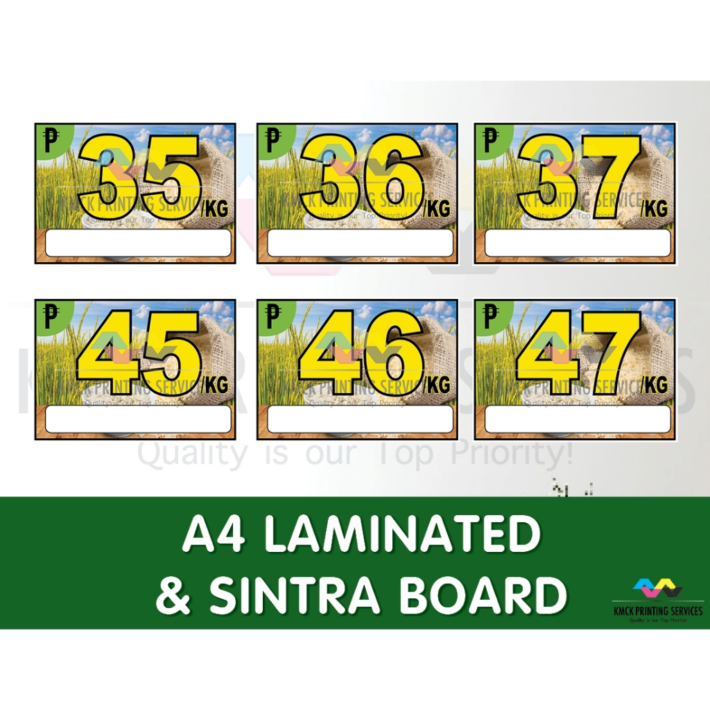 35 to 52 Presyo | Bigasan Signages | Rice Price Tag Signages | Shopee ...