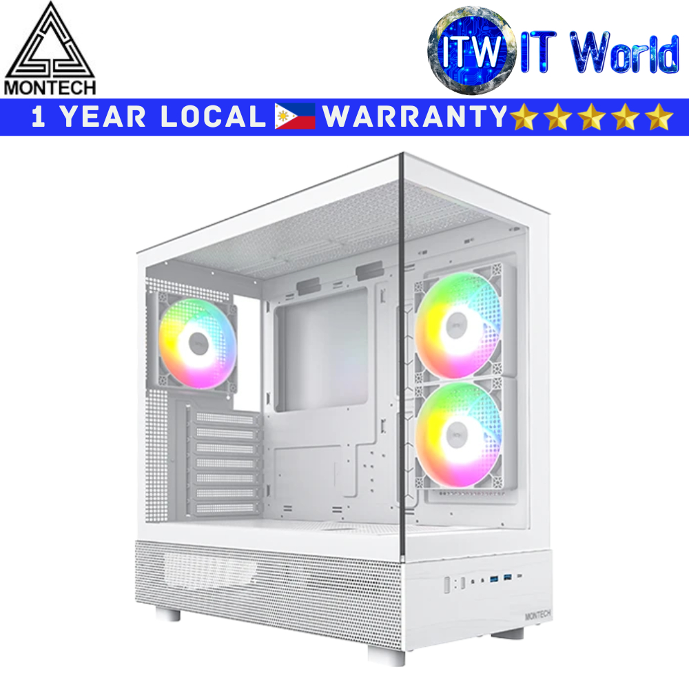 Montech Computer PC Case XR Md Tower ATX Tempered Glass (White) | itw ...