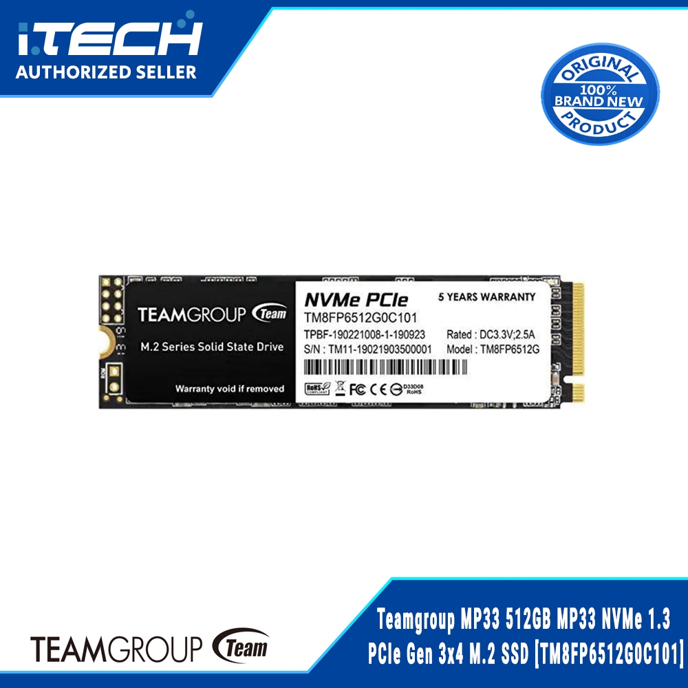 Teamgroup MP33 512GB MP33 NVMe 1.3 PCIe Gen 3x4 M.2 SSD ...