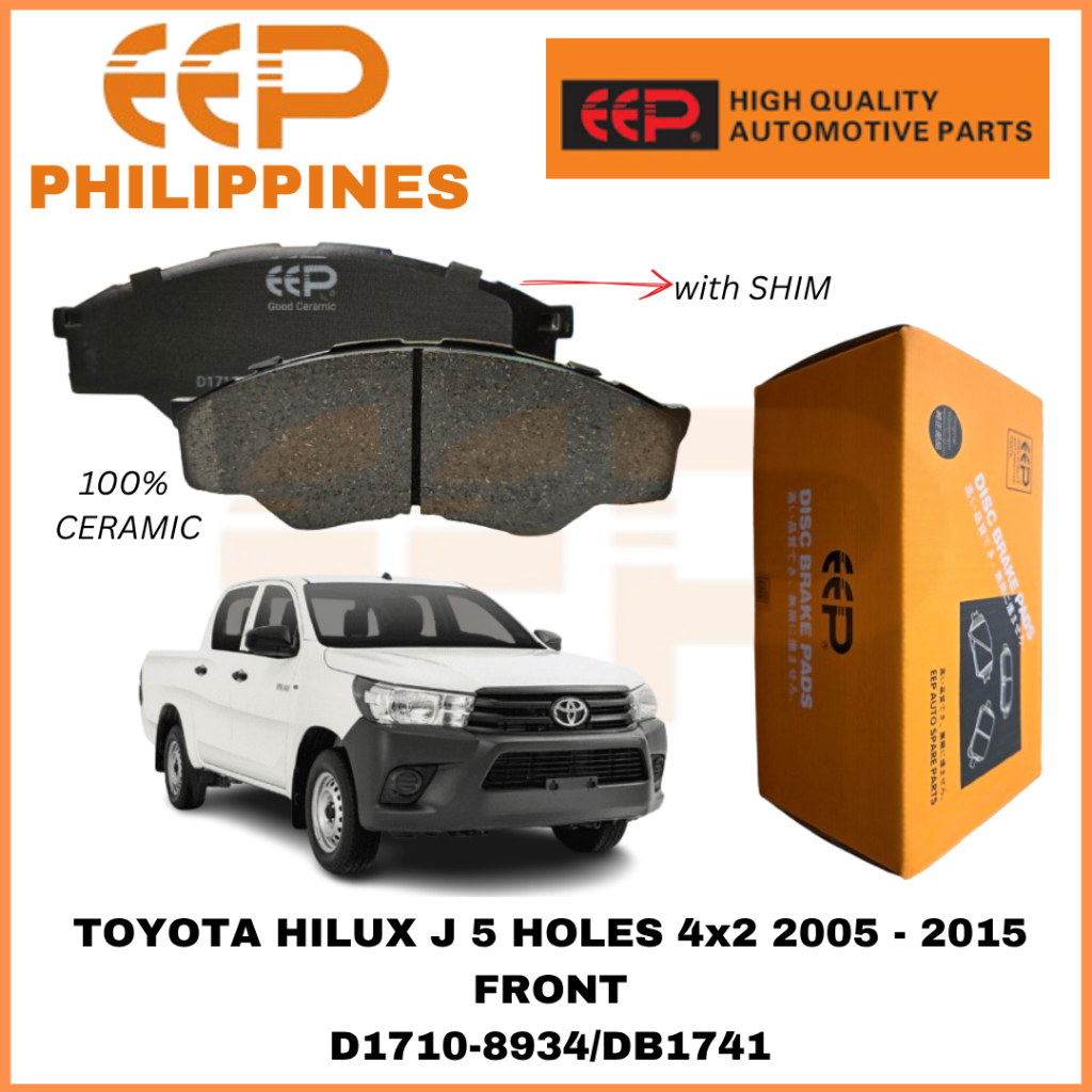 EEP FRONT BRAKE PAD FOR TOYOTA HILUX 4x2 2005-2015 (D1710-8934/DB-1741 ...