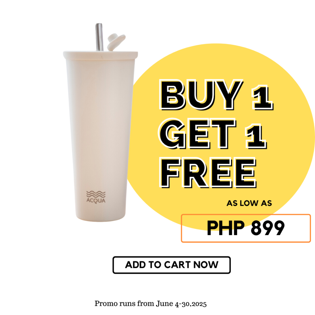 New Acqua Boba Cup Insulated Tumbler Stainless Steel Reusable Eco-Travel Cream White 590ml ...