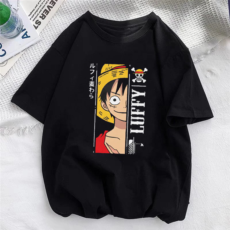 Anime Luffy Graphic Print Men's T-shirt Korean Oversized Tops Unisex ...