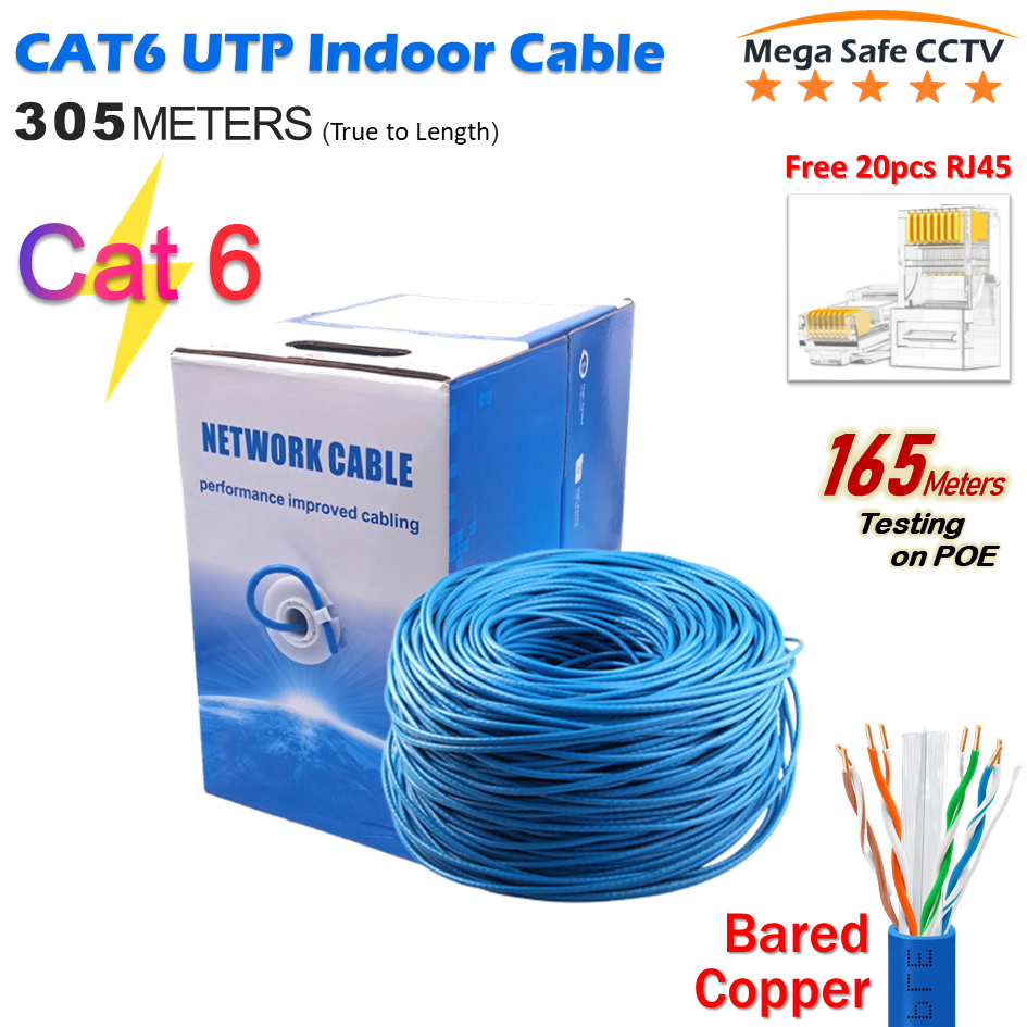 100M/200M/305M CAT6 Pure Copper Indoor UTP LAN Cable 24AWG BC High ...