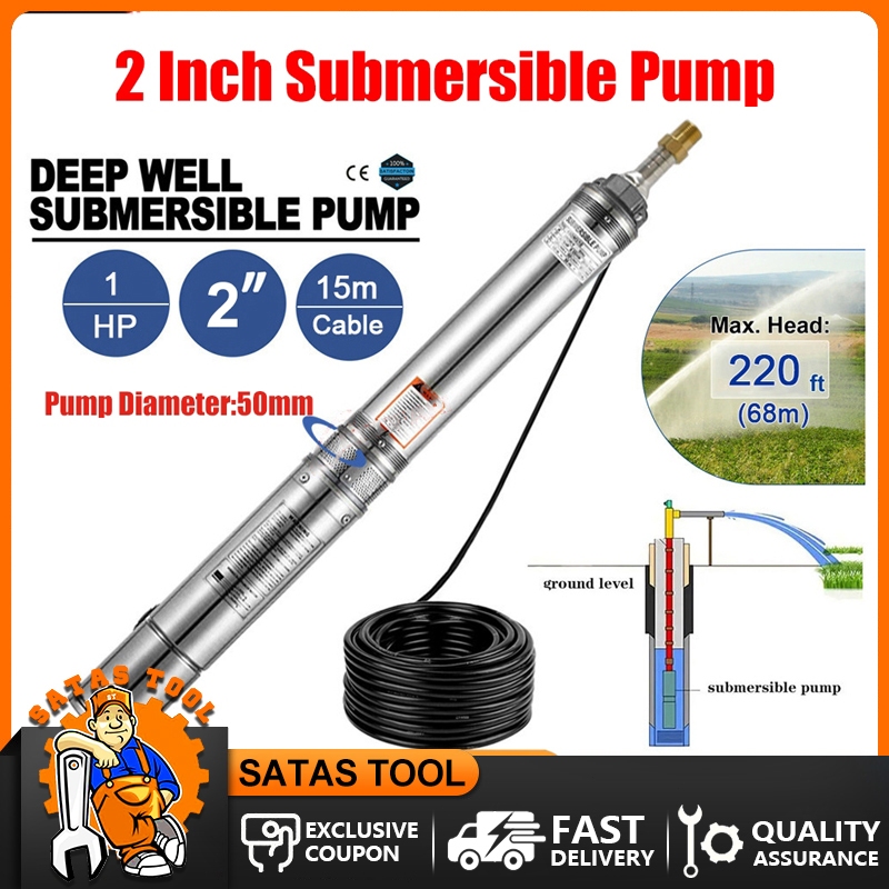 New 2Inch Submersible Pump 0.5-2HP Water Pump Deep Well 220V 60Hz 180ft ...