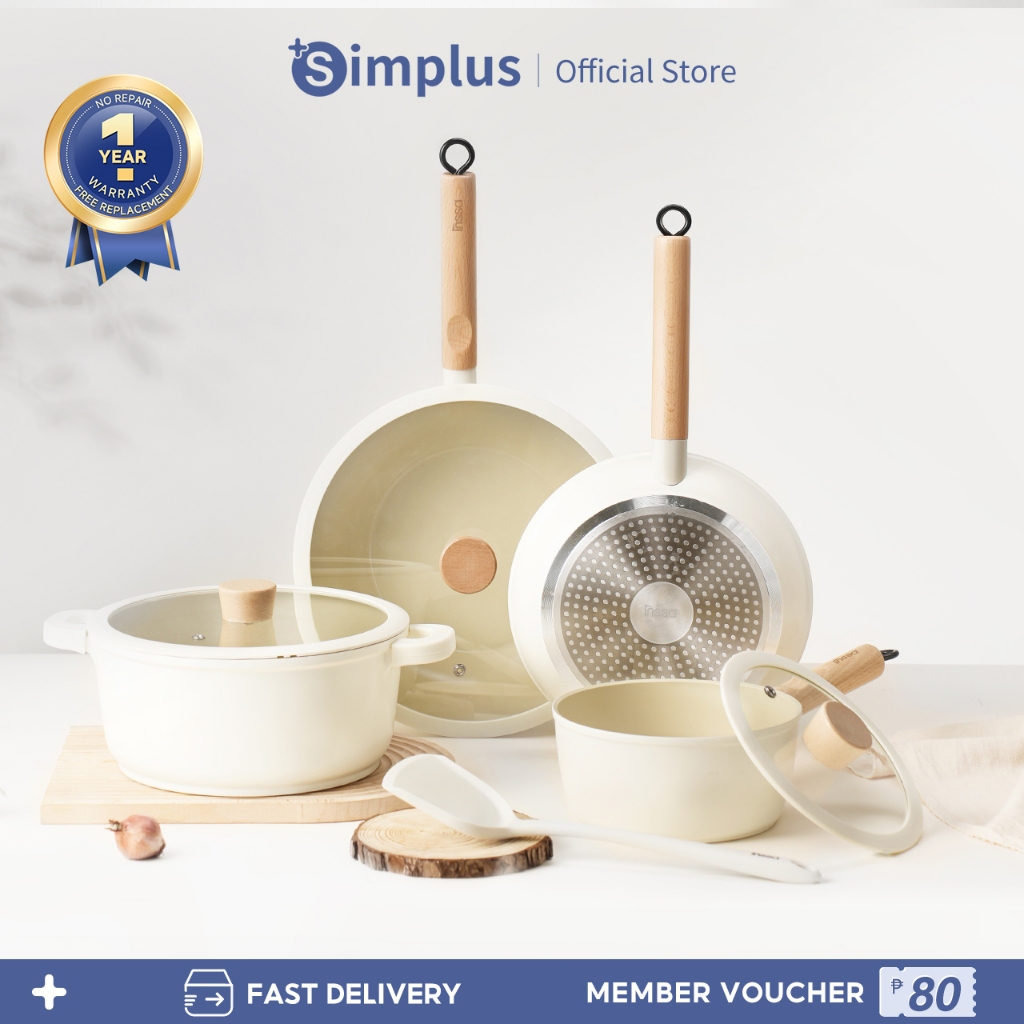 Simplus 24cm Fry Pan/28cm Wok/24cm Soup Pot/18cm Saucepan Gas Stove Induction Compatible 4pcs ...