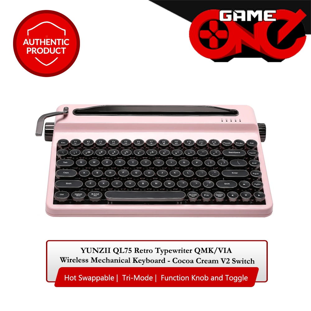 YUNZII QL75 Retro Typewriter QMK/VIA Wireless Mechanical Keyboard ...