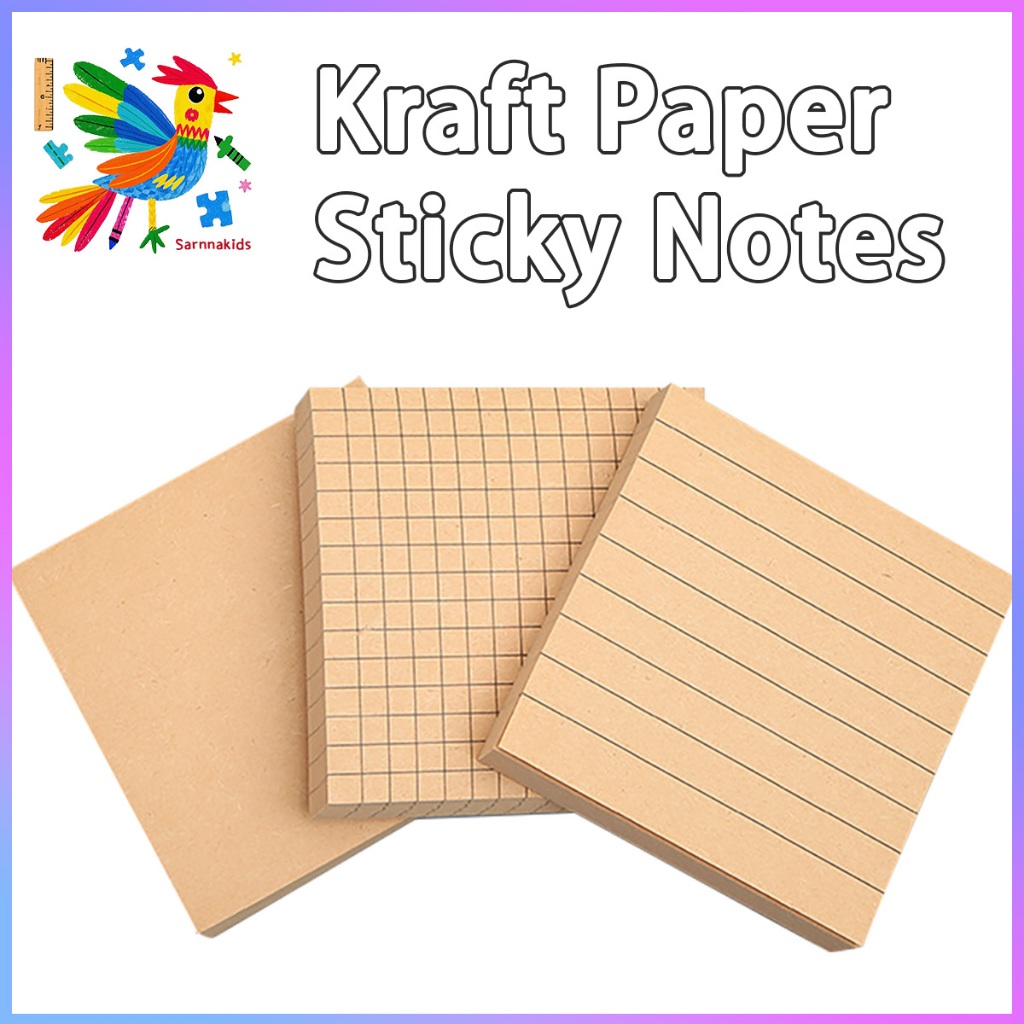 Office kraft paper sticky notes strong tear traceless student portable ...