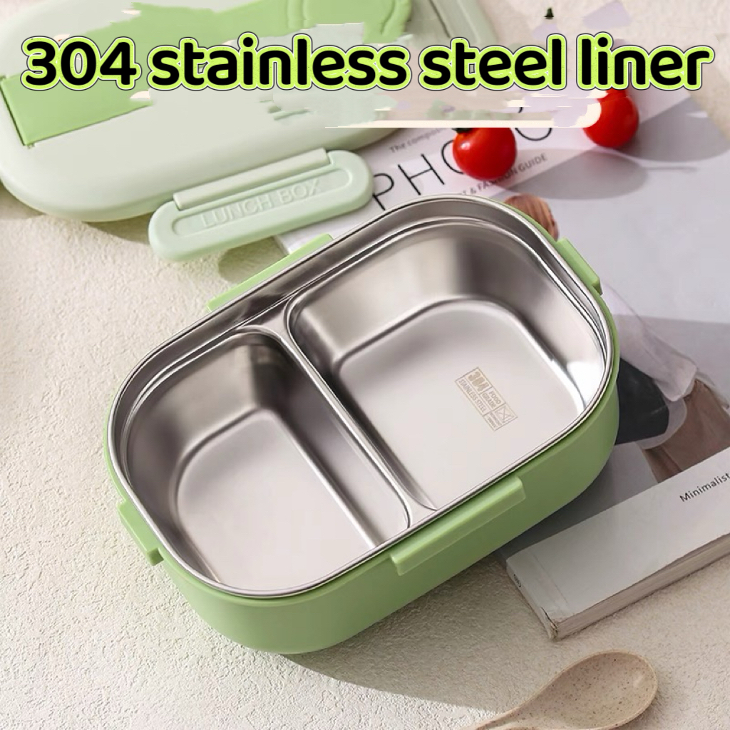 900ml 304 Stainless Steel 2 Compartment Lunch Box Bento Box ...