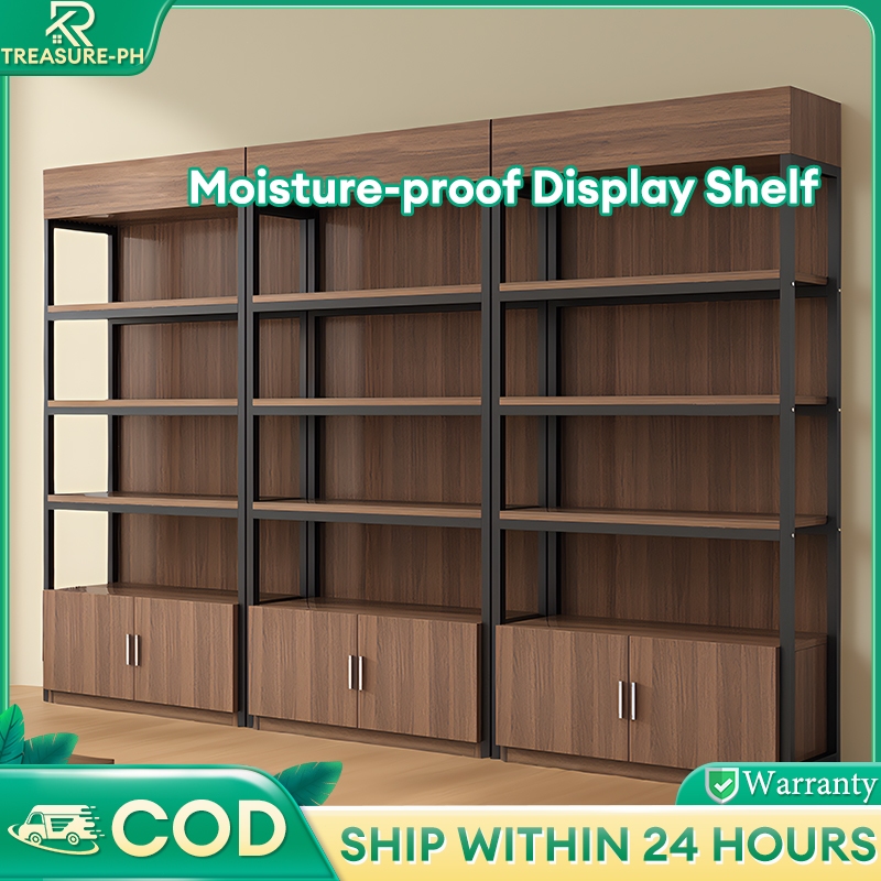 【Heavy Duty】Supermarket Shelves 4 Layer Wooden Rack With Lockers Heavy ...