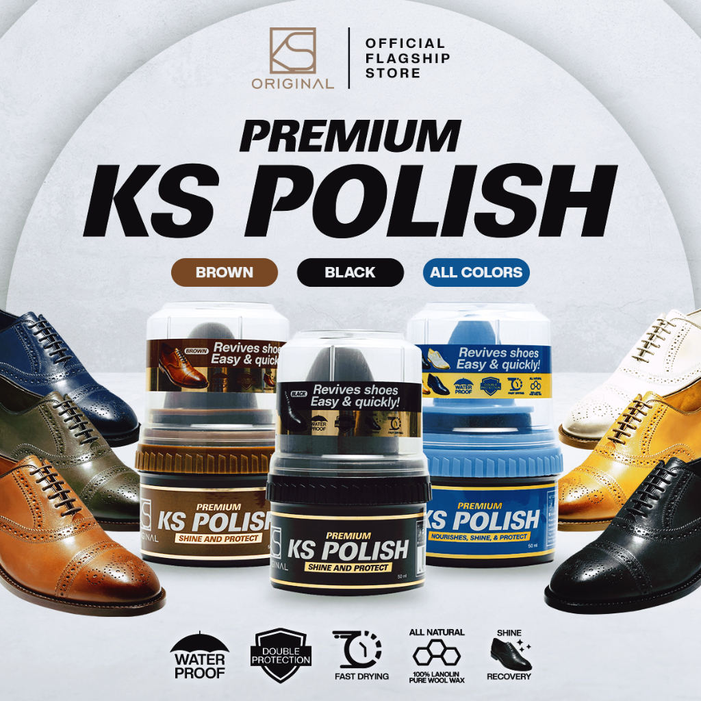 KS Polish Premium Leather Shoe Care Shine Protect Restore Black White ...