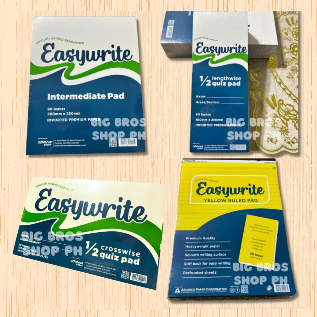Easywrite Intermediate Pad + 1/2 Lengthwise Quiz Pad + Yellow Ruled Pad ...