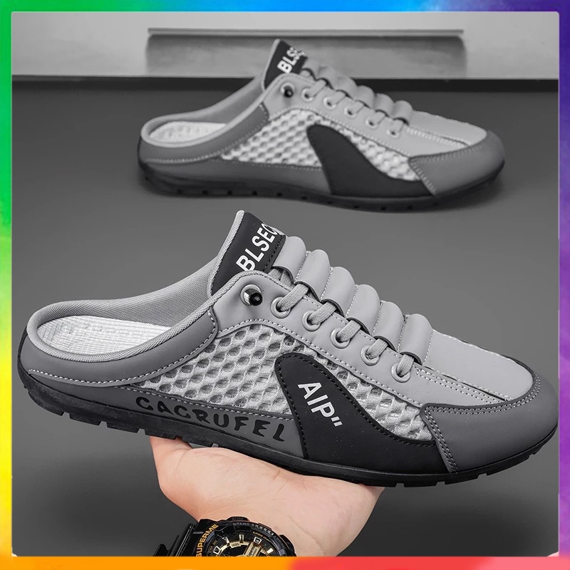 2025 New Slip-On Half Shoes For Men Korean Fashion Lazy Shoes Summer ...