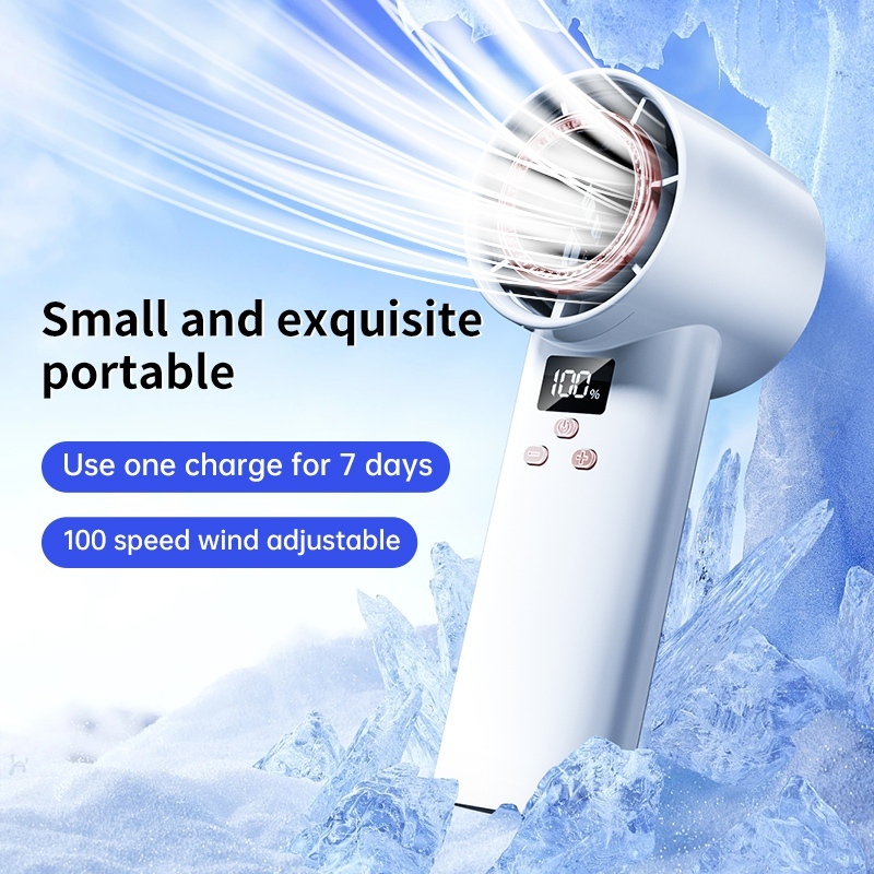Mini High Speed Fan With LED Display 100 Gear Wind Speed Portable Turbo ...