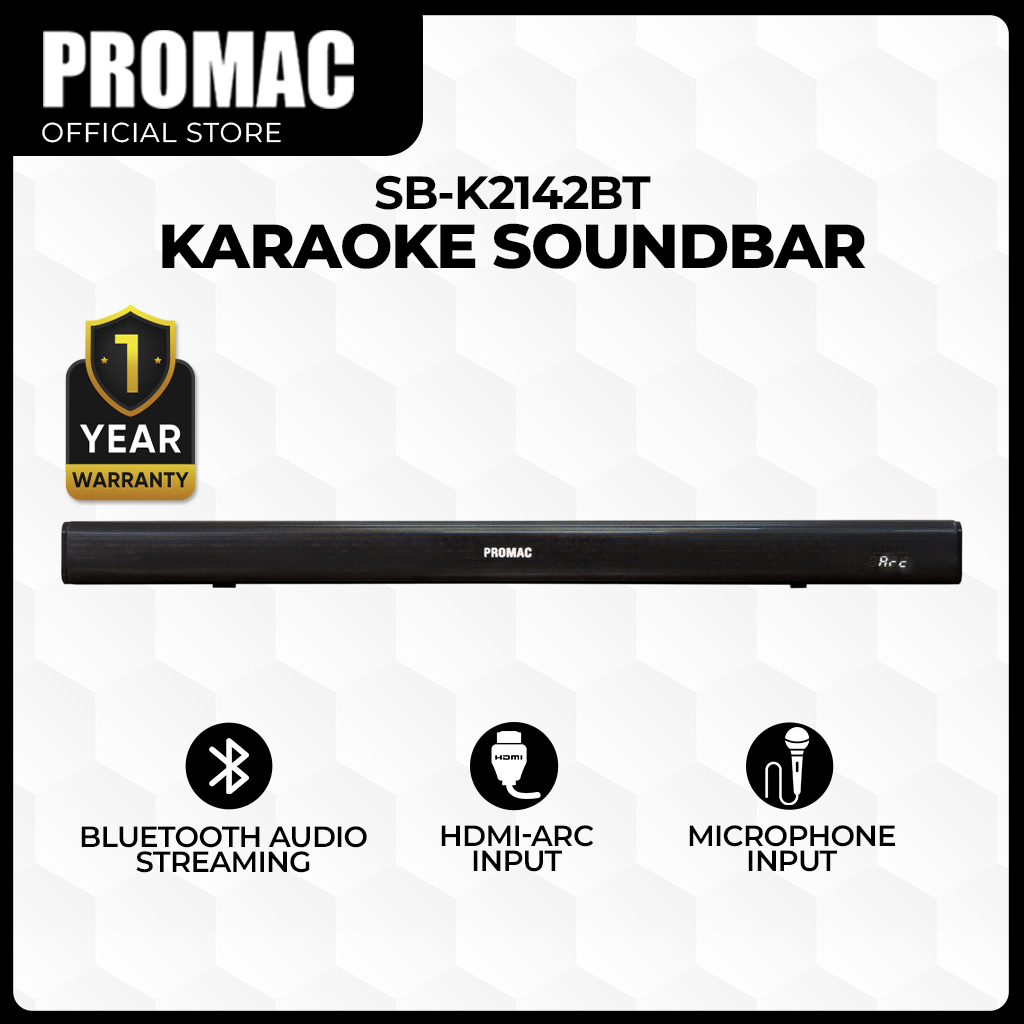 Promac Karaoke Soundbar with Built-in Subwoofer and FREE Corded Mic (SB ...
