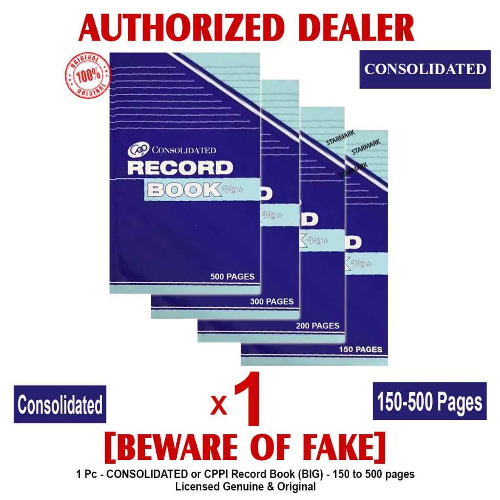 CONSOLIDATED Record Book Books 150 pages 200 pages 300 pages 500 pages ...