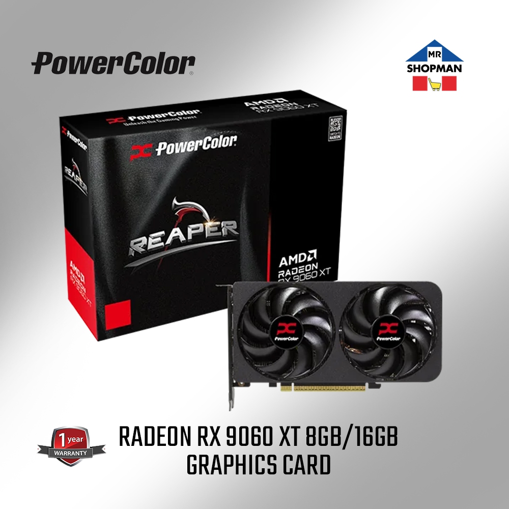 PowerColor AMD Radeon™ Reaper RX 9060XT 8Gb / 16Gb Graphics Card GPU ...