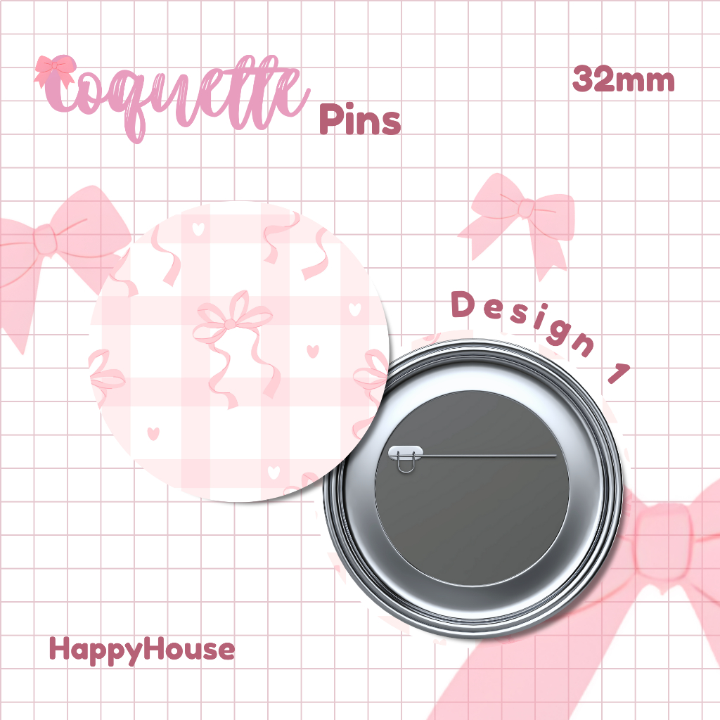 Happy House || Coquette Button Pins 32mm Size for Bag | Shopee Philippines