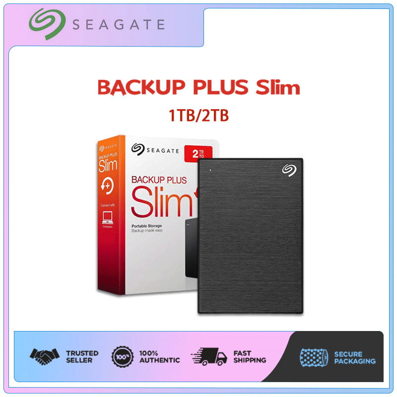 Seagate Plus Slim 1TB 2TB NEW External Hard Drive For Mac and Windows Portable USB 3.0 External ...