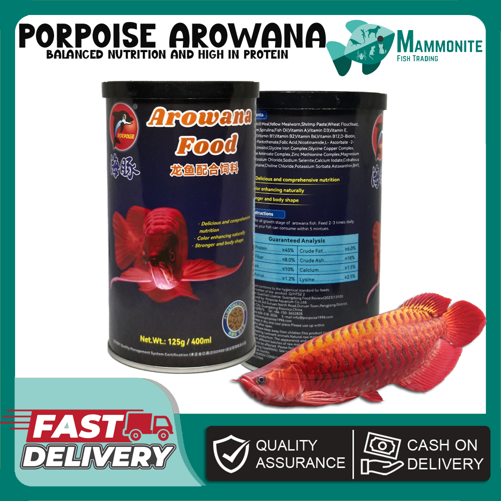 Porpoise Arowana Fish Food 360 Grams, 125 Grams High Protein Balanced ...