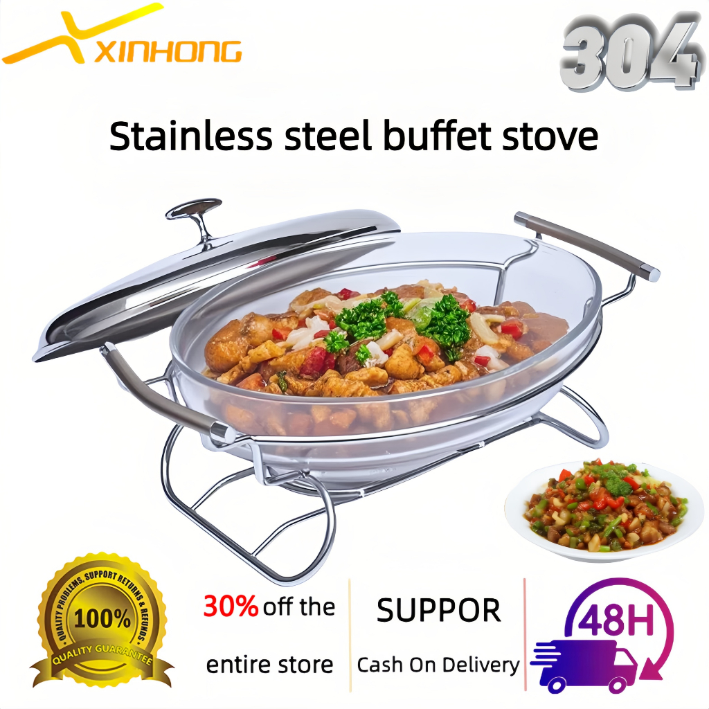Hot sale stainless steel glass hot pot round tabletop buffet food ...