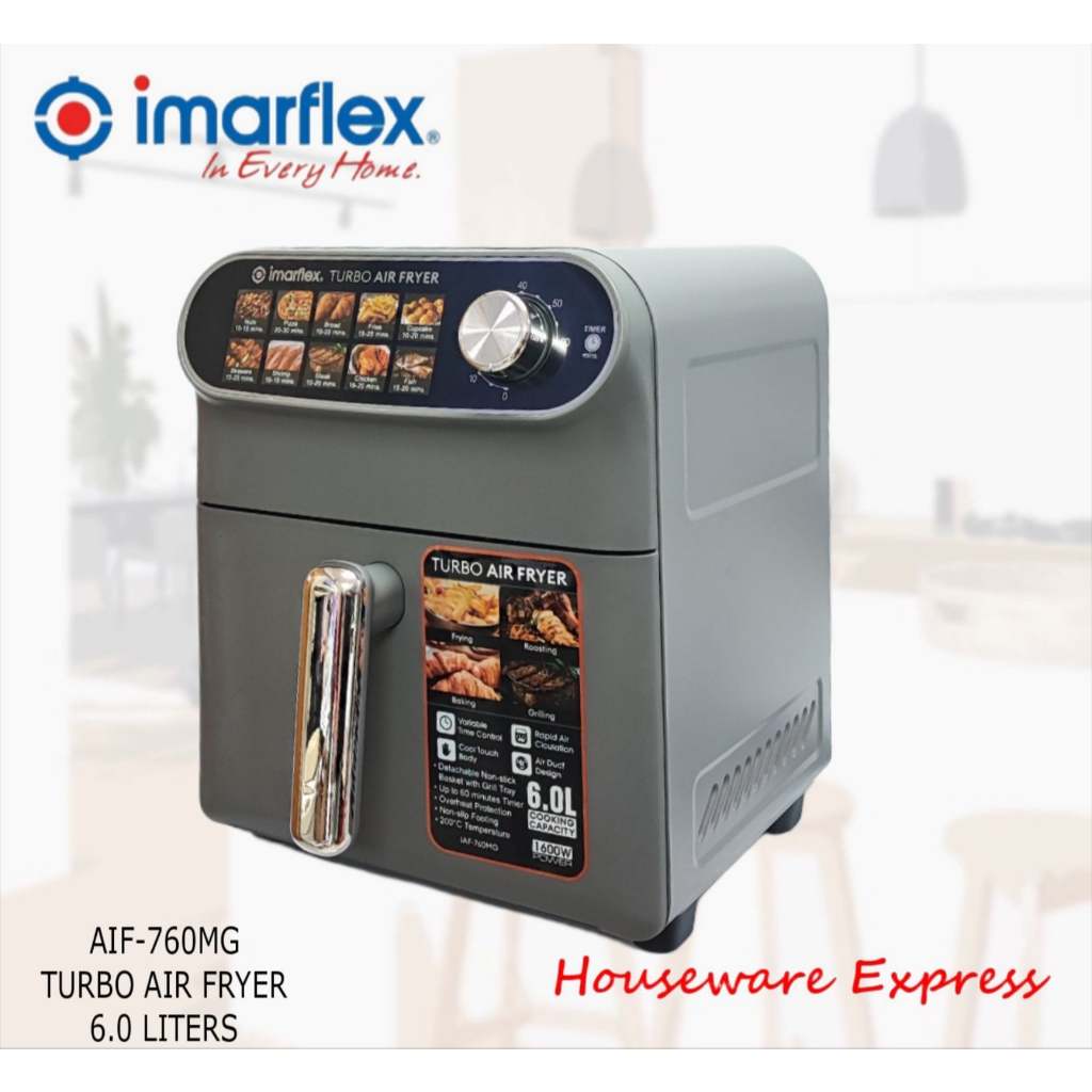 Imarflex IAF760MG Turbo Air Fryer 6L IAF-760MG (Houseware Express) | Shopee Philippines