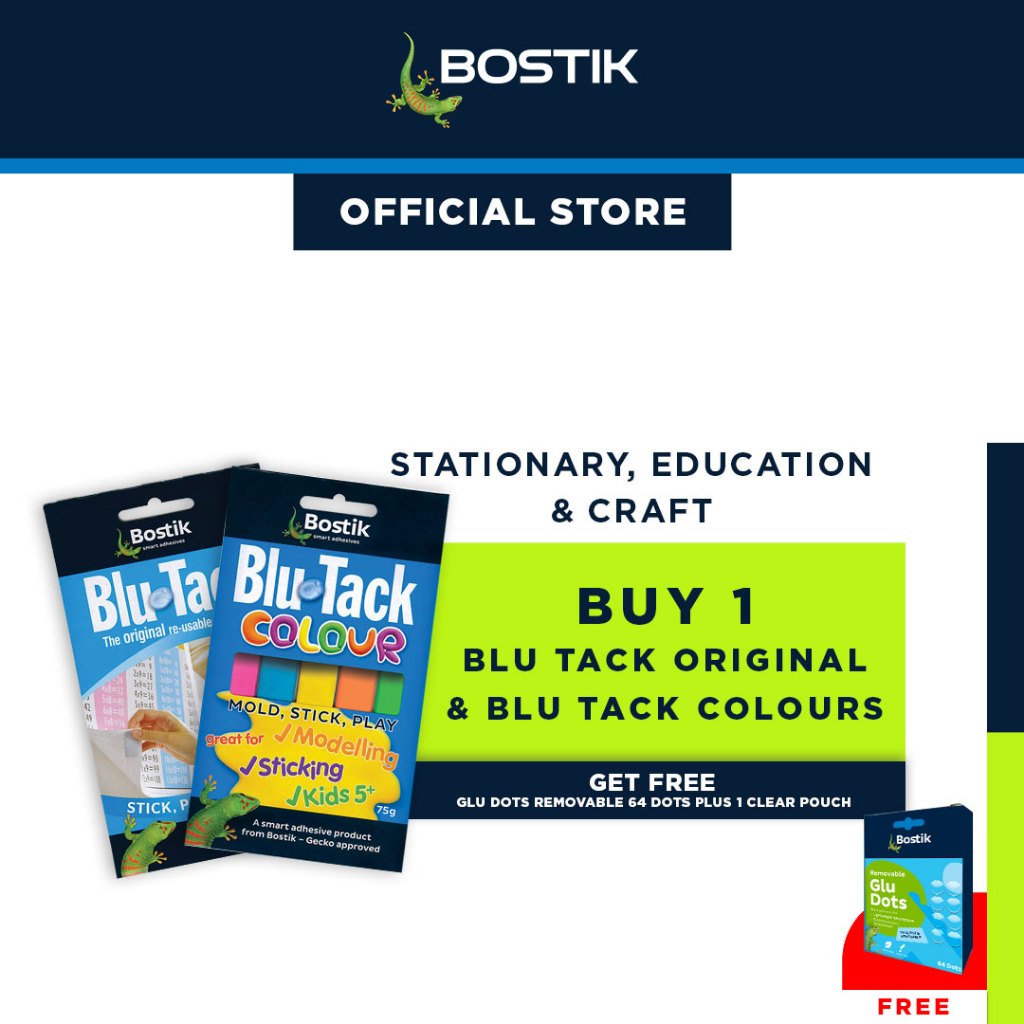 Bostik Blu Tack Original and Blu tack Colour Get Free Glu dots 64 Dots ...