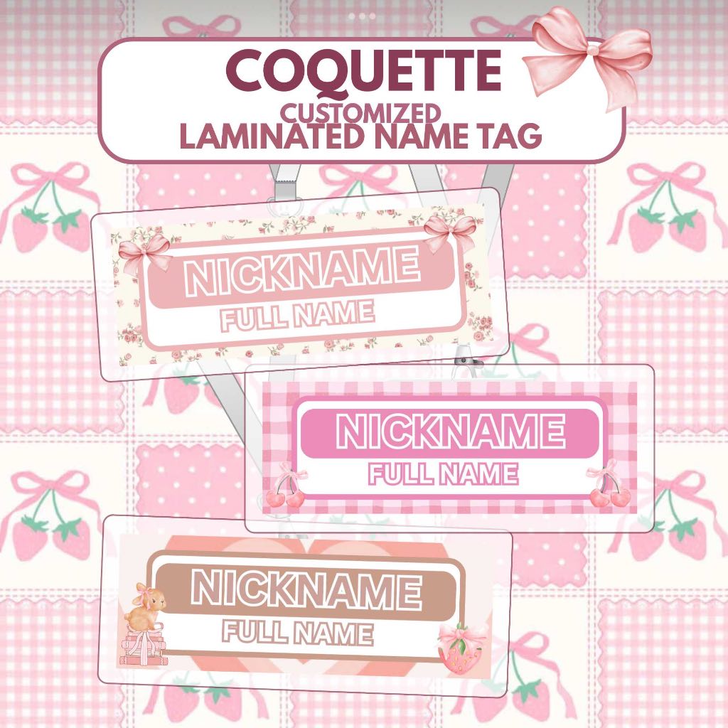 Coquette Customized Laminated Name Tag Personalized Name Tag with Free ...