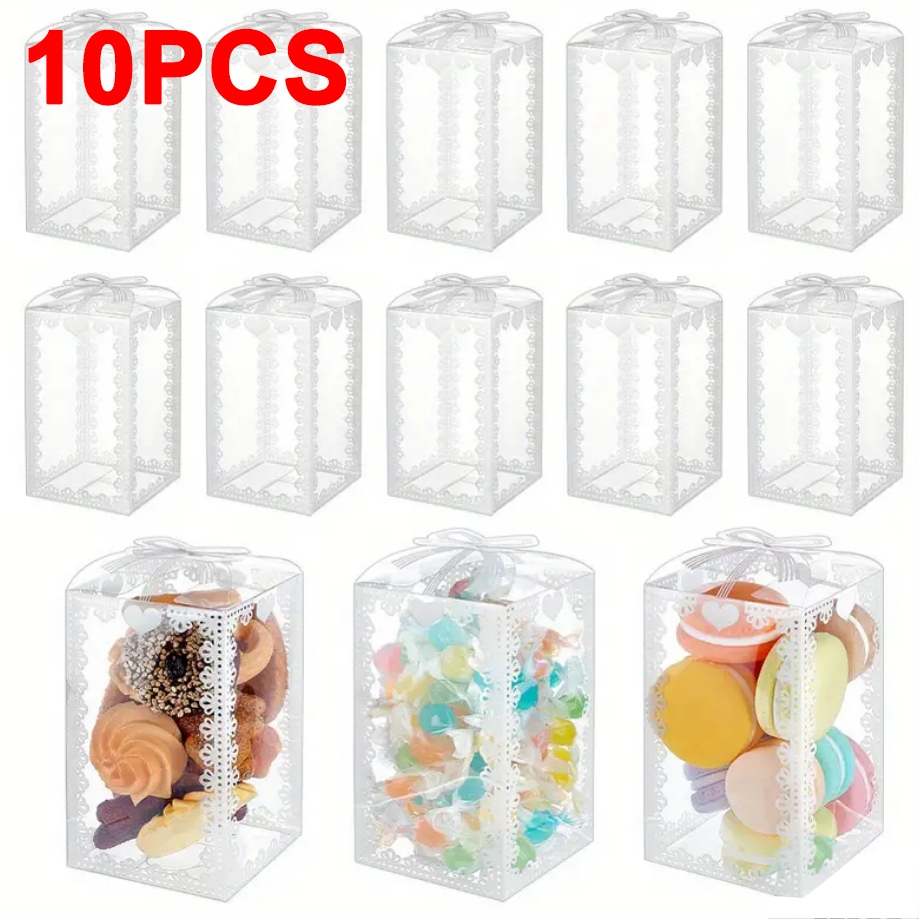 JLIFE 10pcs PVC Acetate Box with Bowknot for Gift Boxes Wedding ...