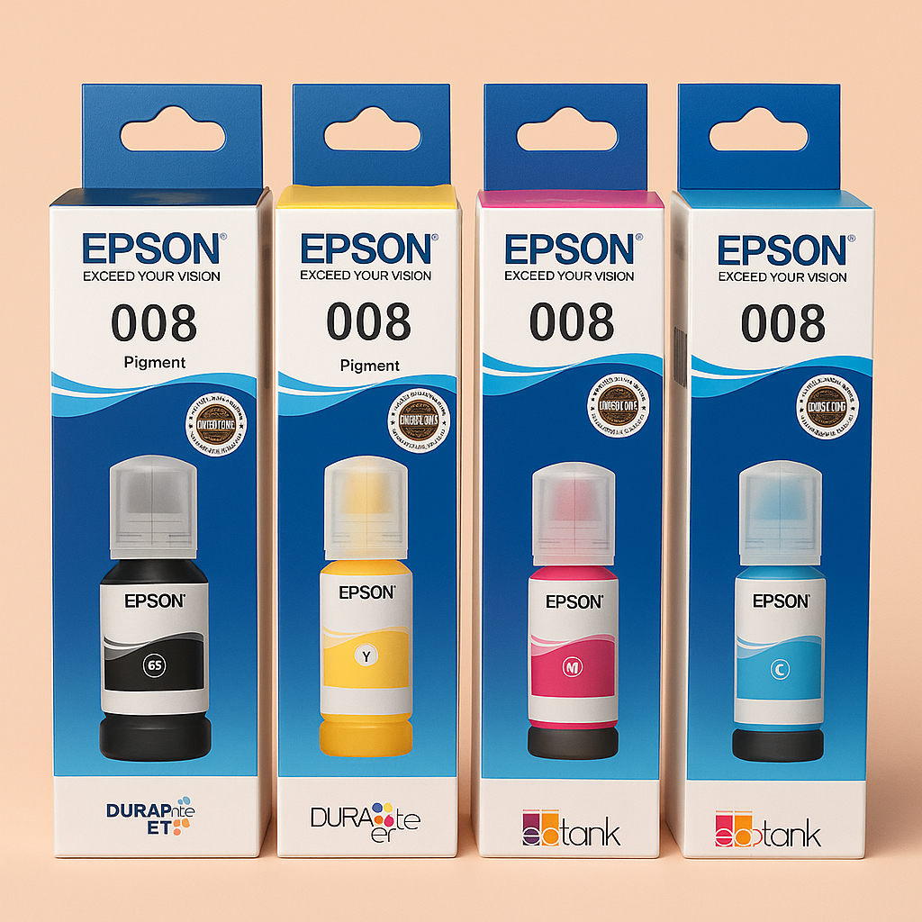Epson ink 008 Black Cyan Yellow Magenta Ink Bottle C13T06G100 Printer ...