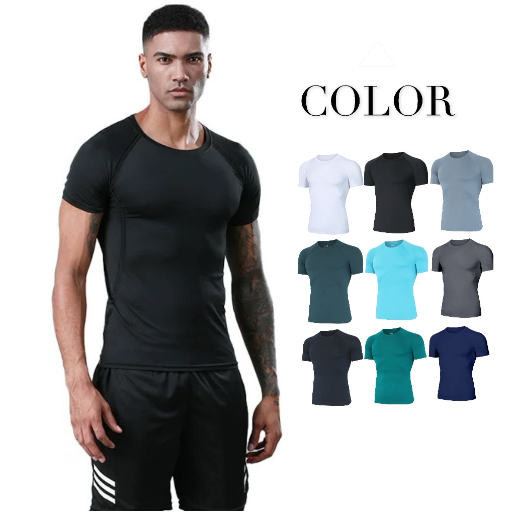 COCO Men Compression Fitness Short Sleeve Quick Dry Shirt Tights Gym ...