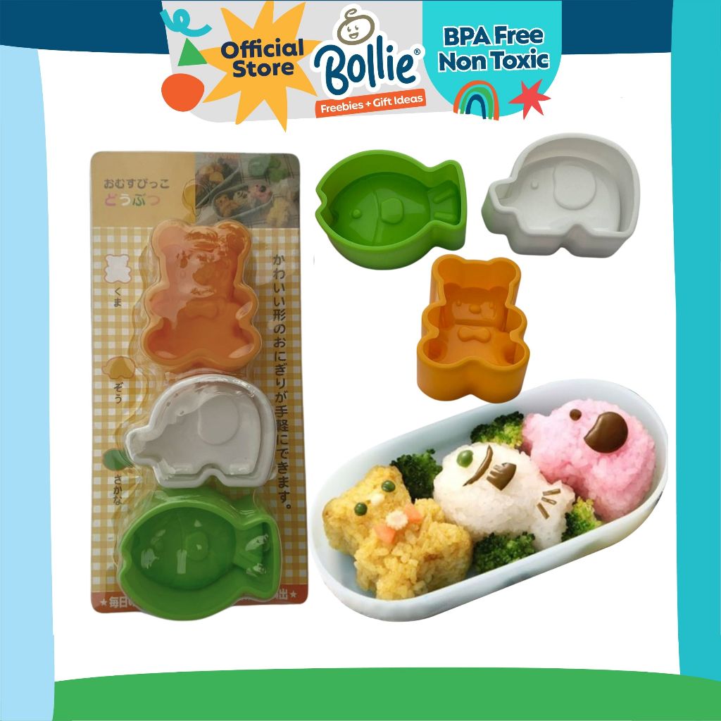 Bollie Baby 3pcs Fish Bear Elephant Rice Molder (Bento Tools) | Shopee ...