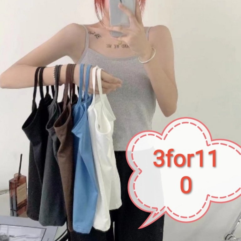 new#107fashion Strap Spaghetti Sando Cotton tanks 6Colors Sexy Tops ...