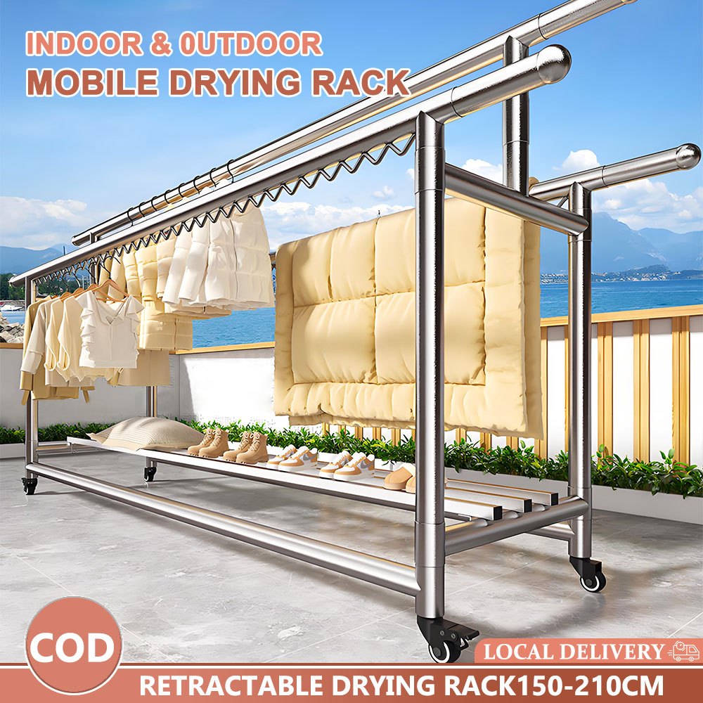 Spot&Foldable&Sampayan Retractable Clothes Rack Drying Rack Stainless ...