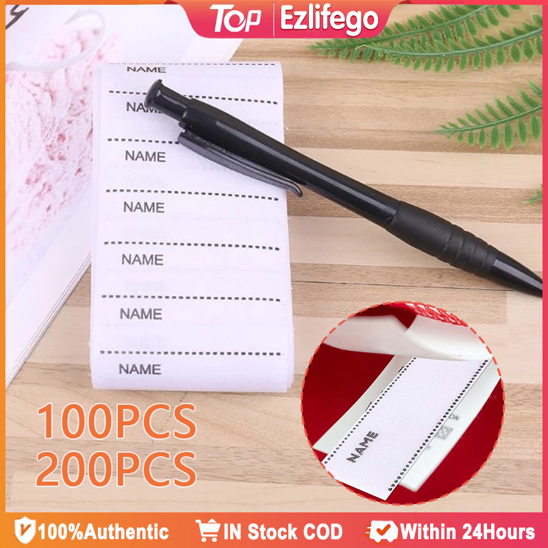 200Pcs Name Tags with Pen Writable Iron on Clothing Labels Clothes ...
