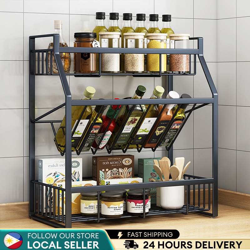 COD Stainless steel seasoning rack kitchen shelf, multi-layer seasoning ...