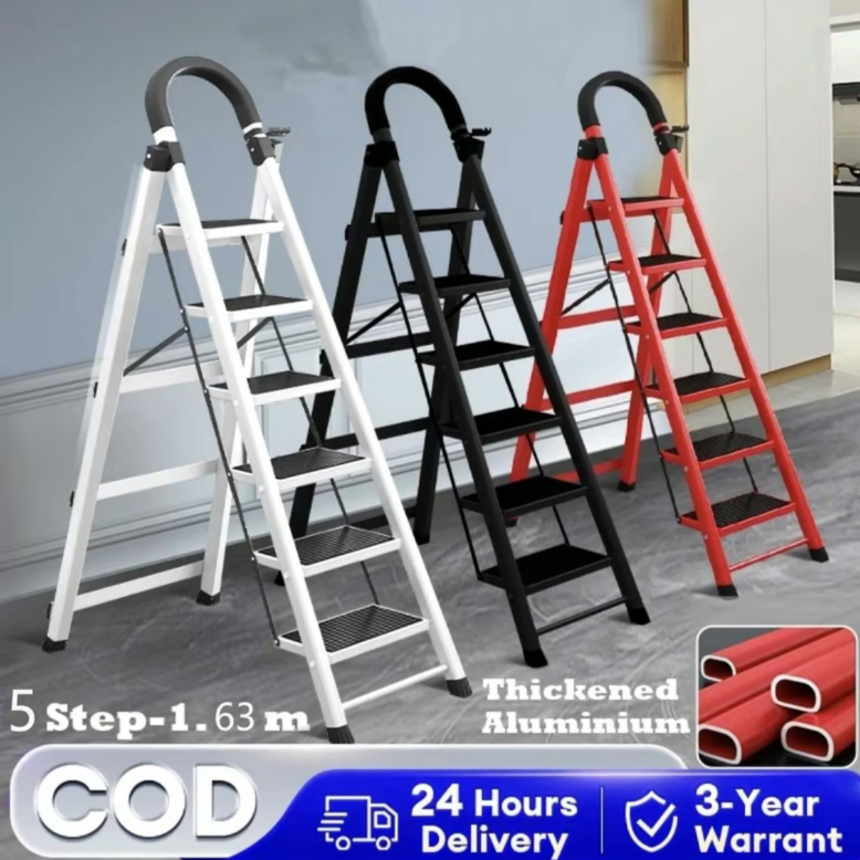 Folding Ladder Step Ladder Carbon Steel Thicker Ladder 4/5 Steps ...