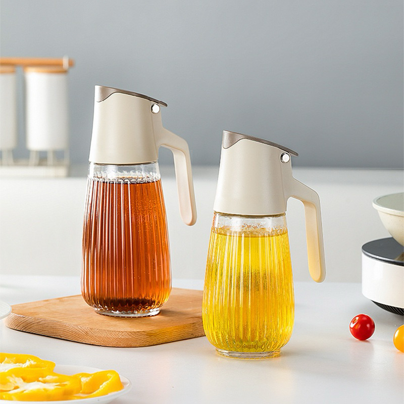 Glass Oil Bottle Automatic Open Oil Bottle Seasoning Container ...