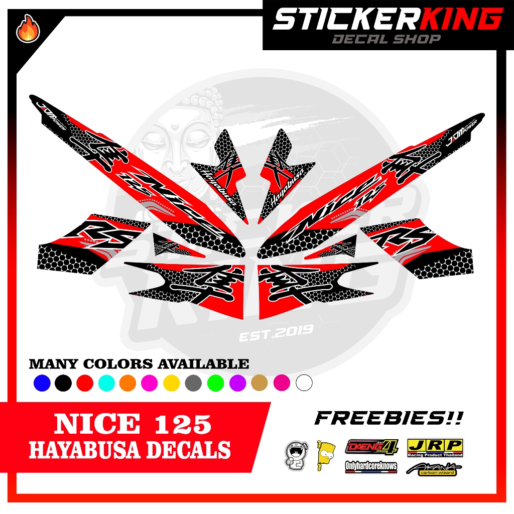 NICE 125 RS HAYABUSA CONCEPT DECALS WITH FREEBIES WATEPROOF LAMINATED ...