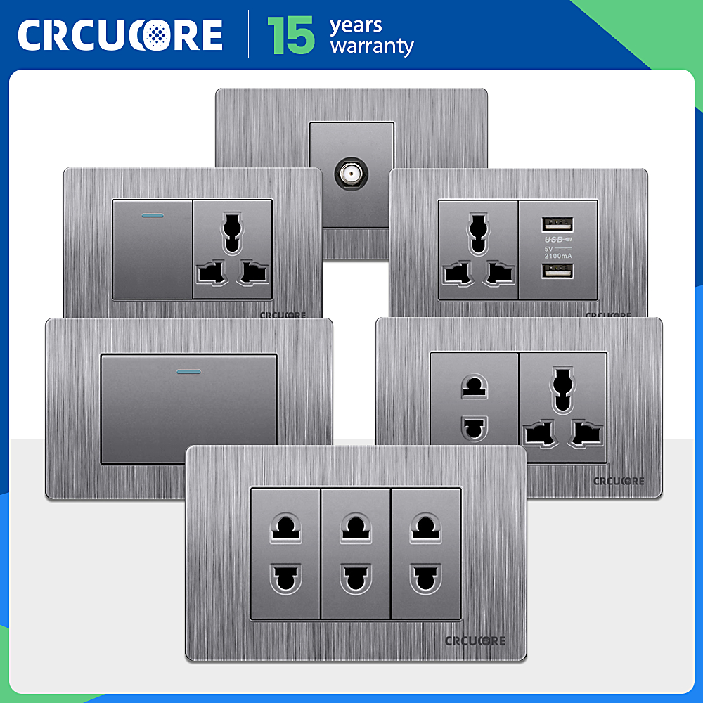 CIRCUCORE Light Switch And Outlet 1/2/3 Gang Modern Wall Light Switch ...