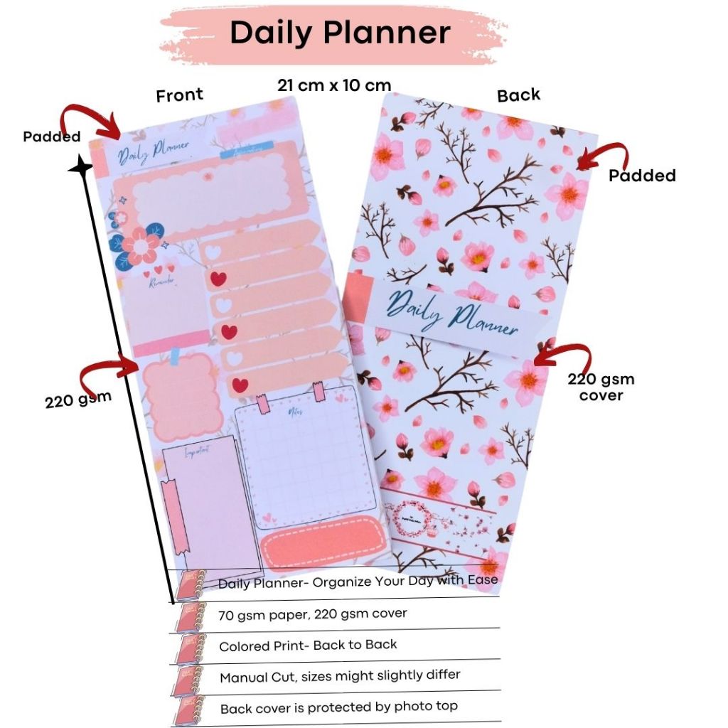 Daily Planner – Vibrant Design, Back-to-Back Colored Print | Lengthwise ...
