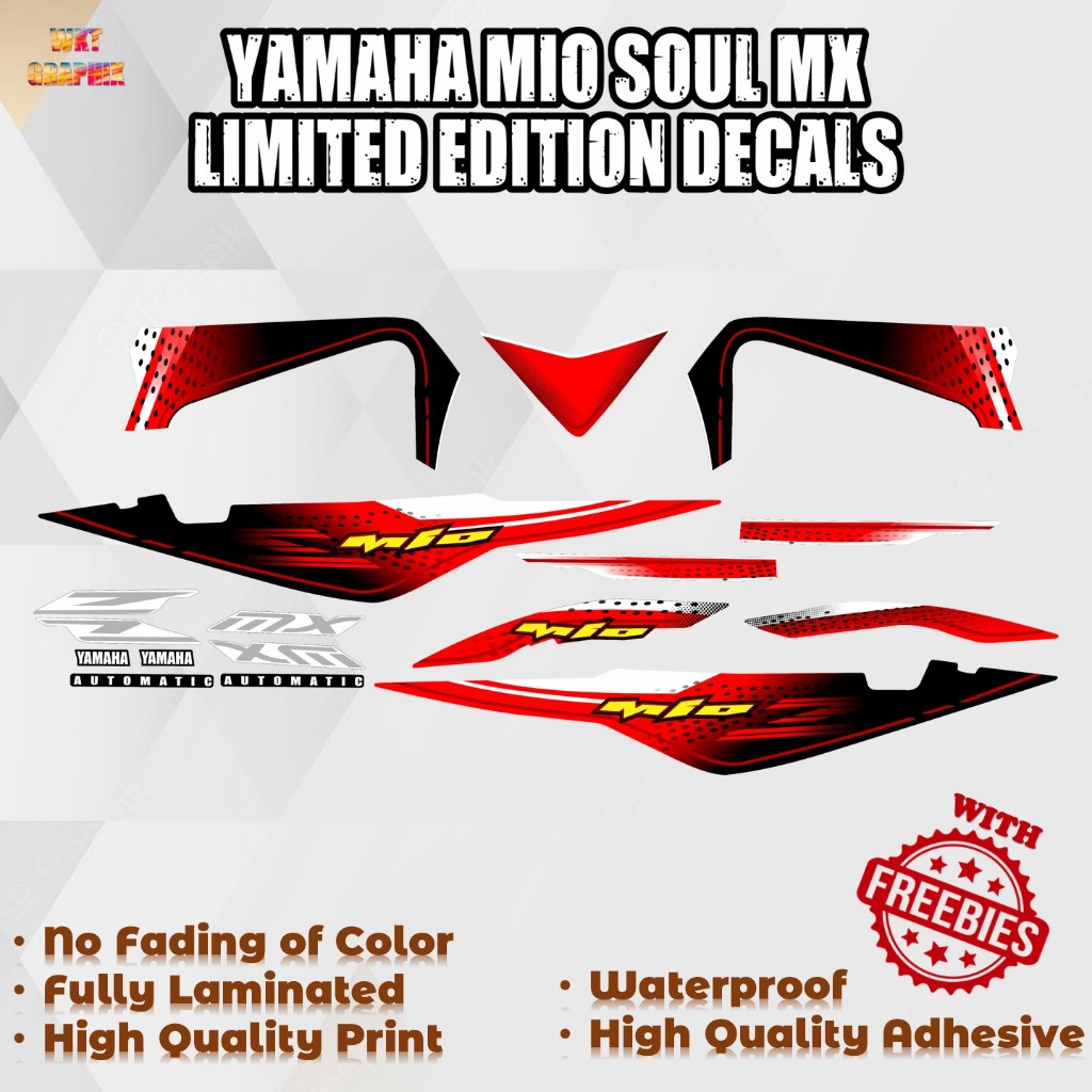 YAMAHA MIO SOUL MX LIMITED EDITION DECALS (WATERPROOF, LAMINATED, FADE ...