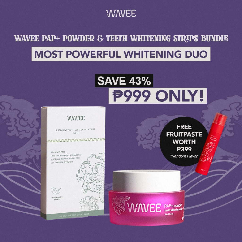 Wavee PAP+ Whitening Powder & Teeth Whitening Strips Bundle + FREE ...