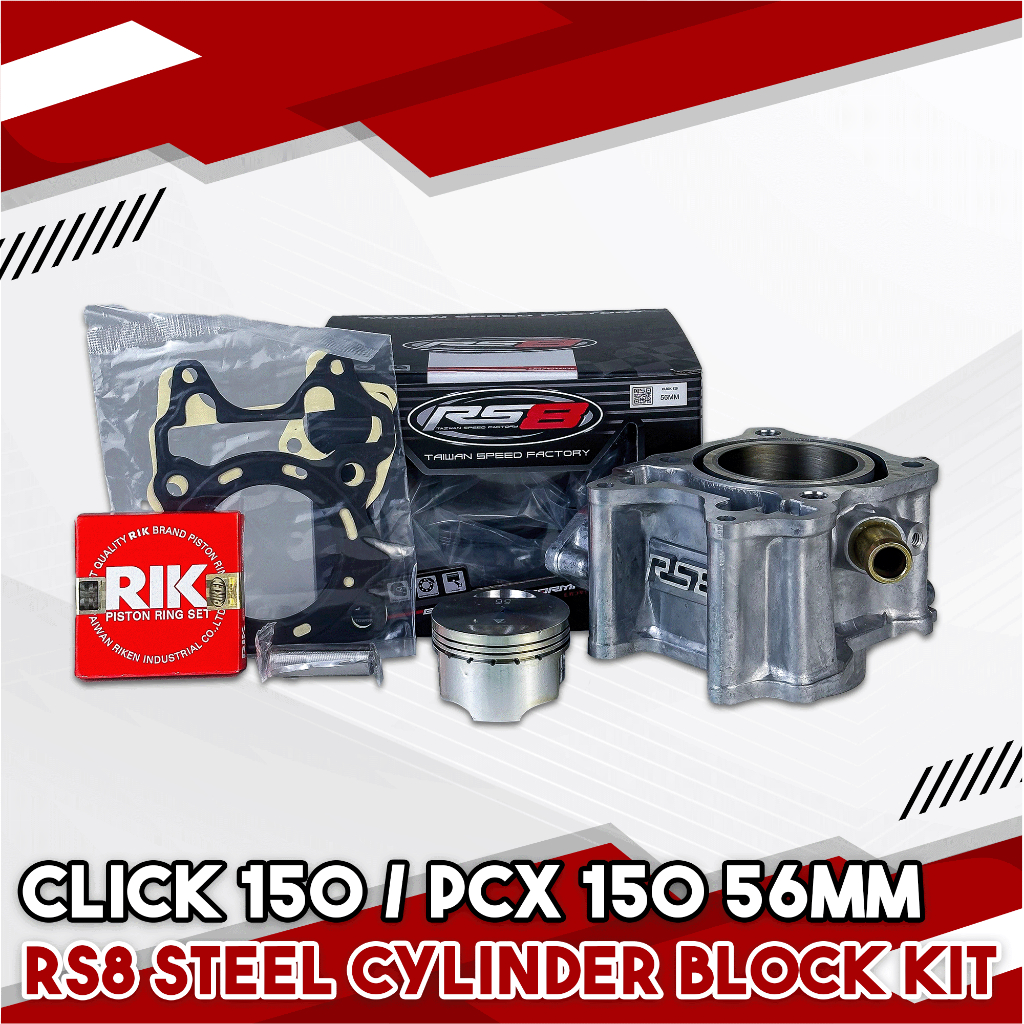 RS8 STEEL CYLINDER BLOCK KIT CLICK 125 56MM | Shopee Philippines