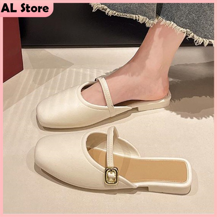 AL Half Shoes For Women Closed Toe Half Shoes Outerwear Casual Slippers ...